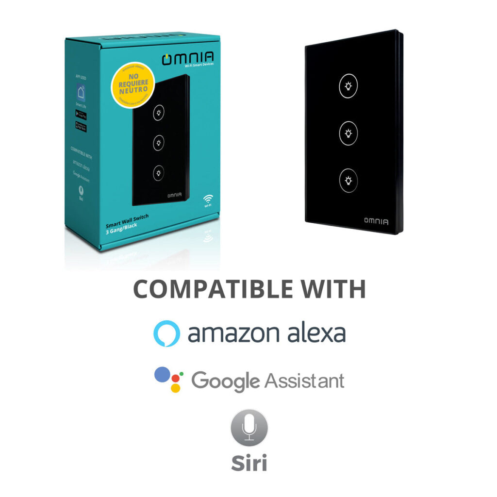 Apagador Inteligente Omnia híbrido WiFi/RF 3 Vías – Kölbi Tech Hogar
