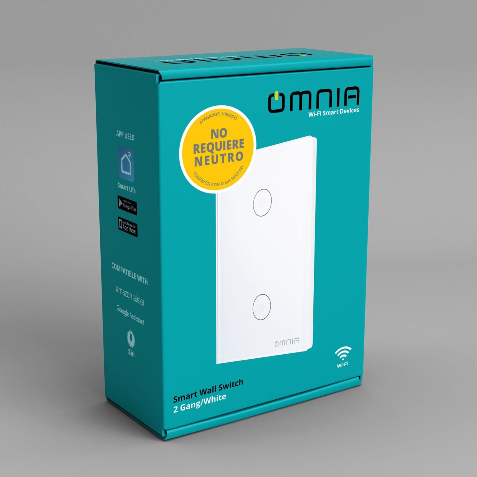 Apagador Inteligente Omnia híbrido WiFi/RF 2 Vías – Kölbi Tech Hogar